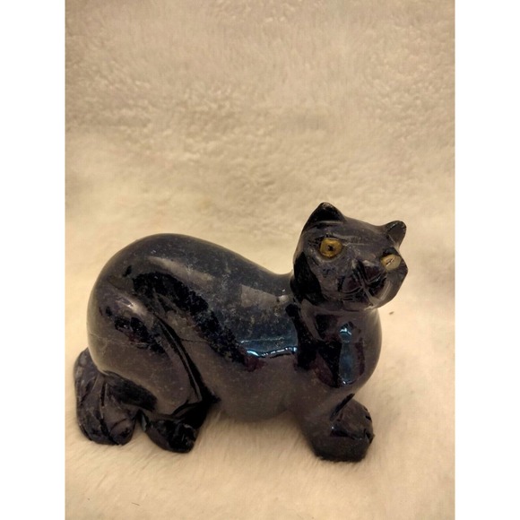 Unbranded | Other | Rare Glossy Blue Stone Beaver Figurine Glass Eyes 3 ...